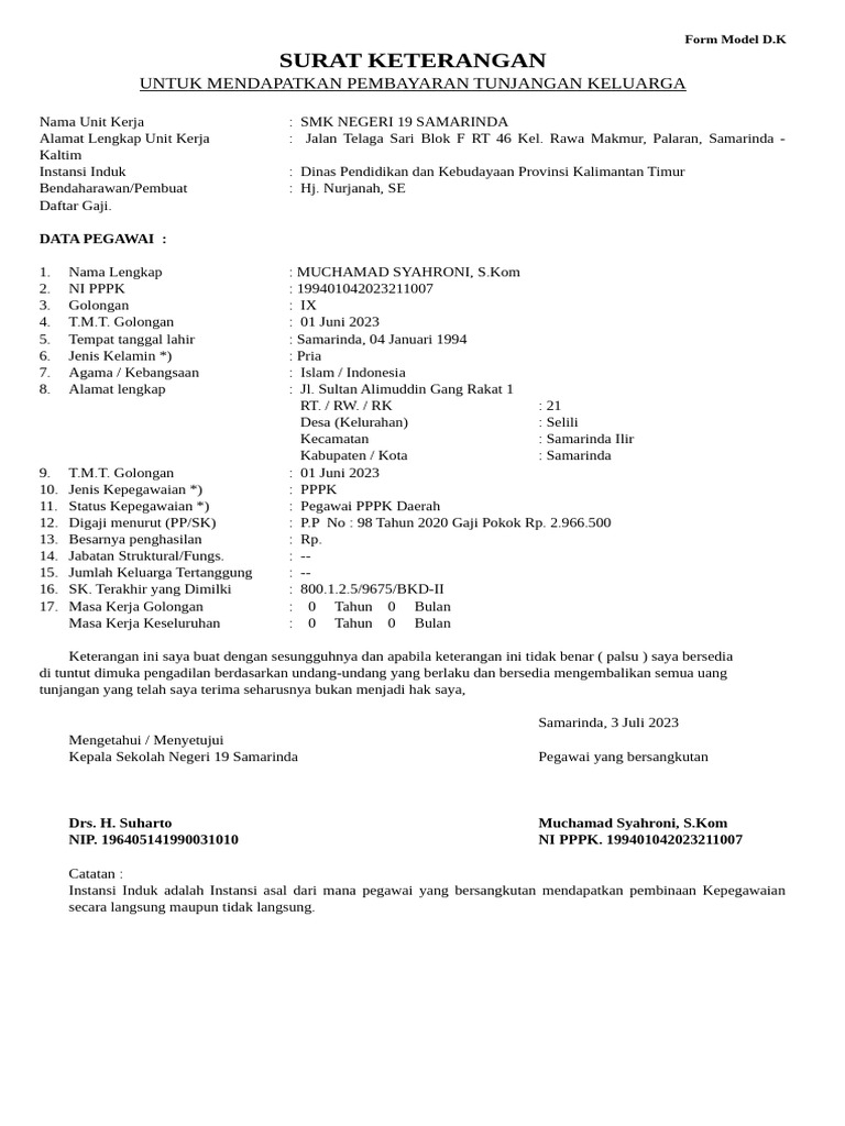 Data Pak Roni Nitip | PDF