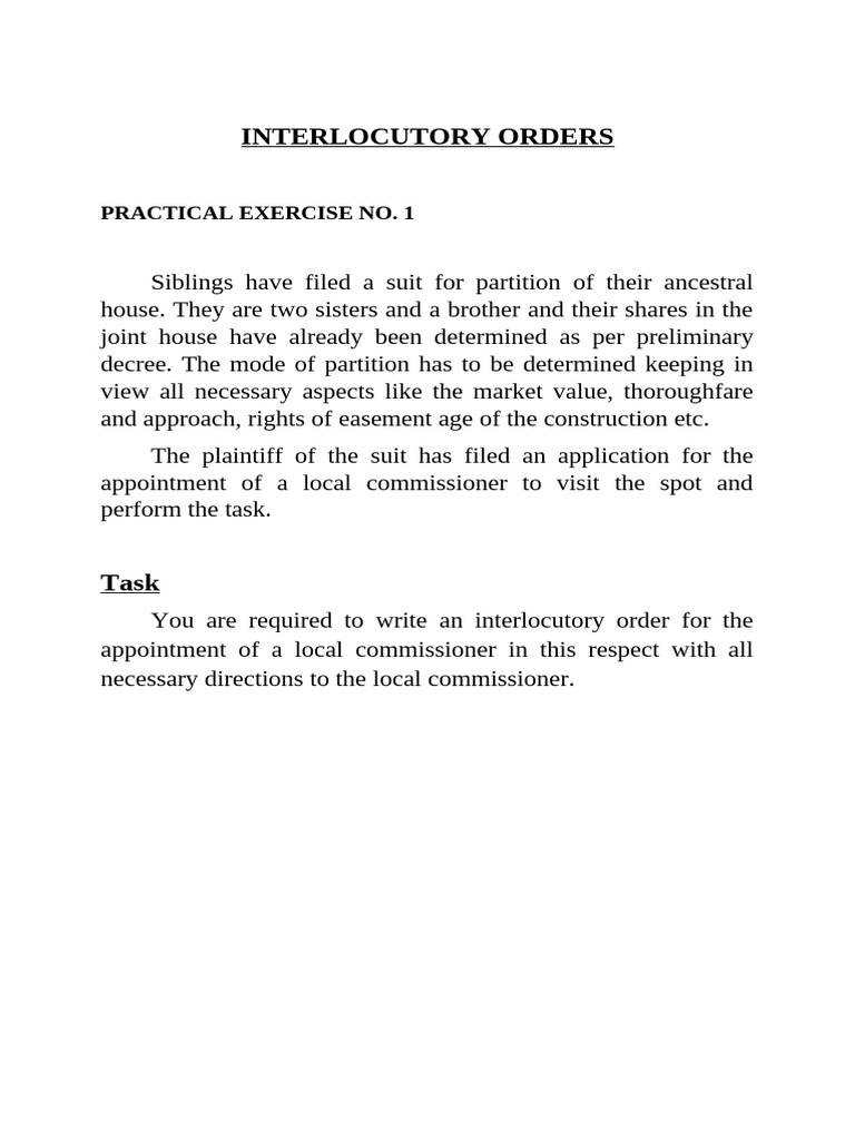 Interlocutory Orders Tasks | PDF