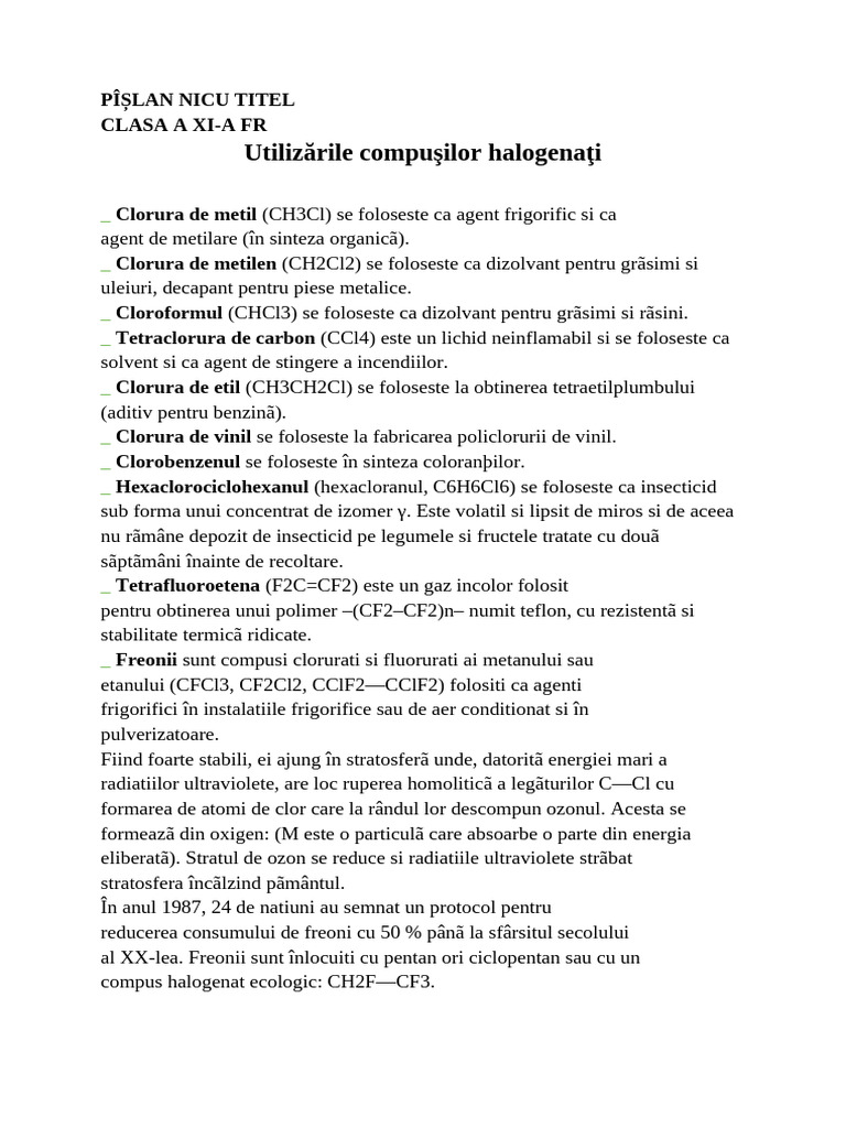 Lectia 3 - Compusi Halogenati | PDF