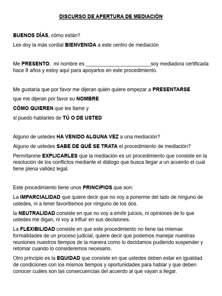 Principios y Etapas de la Mediación | PDF | Mediación