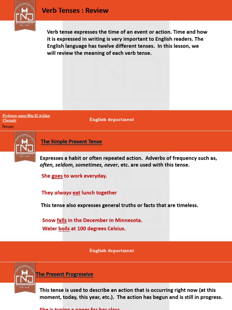 S3 Verb Tenses Review | PDF