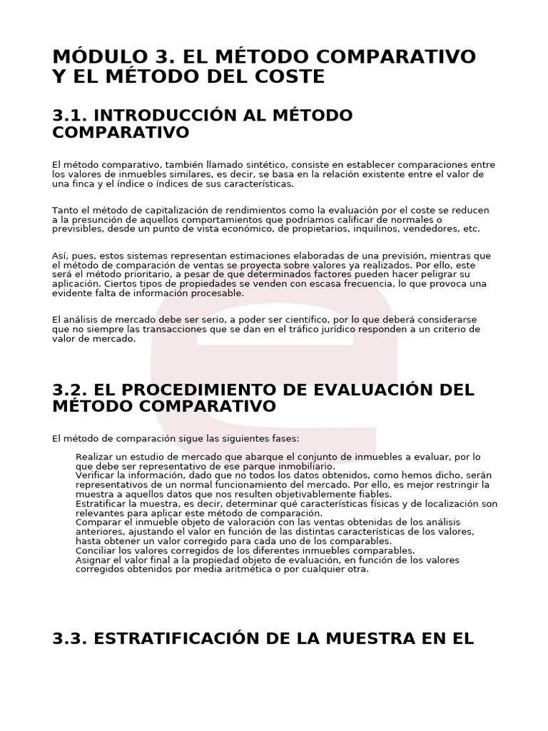 Modulo 3 El Metodo Comparativo y El Metodo Del Coste | PDF