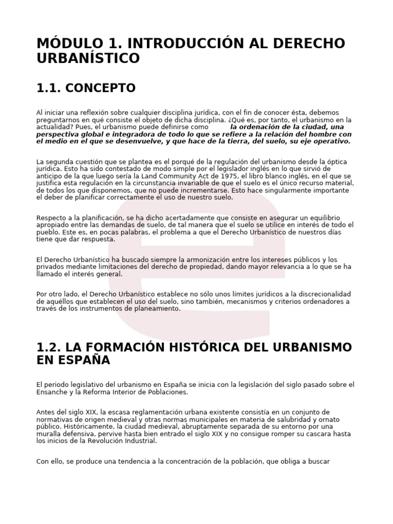Modulo 1 Introduccion Al Derecho Urbanistico | PDF