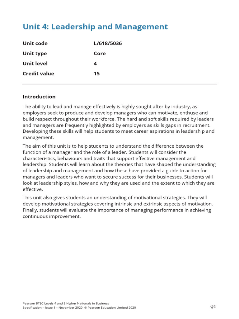 Unit 4 Leadership and Management 2 | PDF