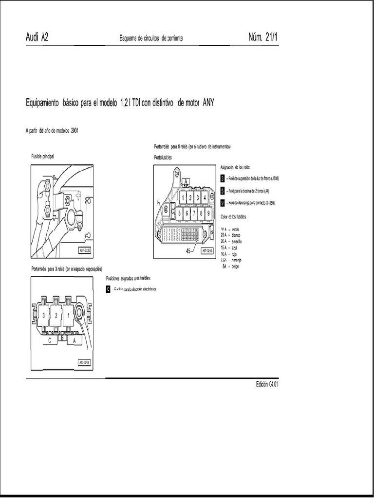 Audi A2 Any 2001 Esquema de Cuadro e Inmo | PDF