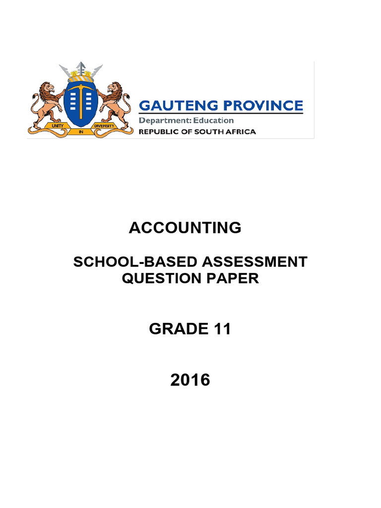 School Based Assessment 2016 Question Paper - 181817 | PDF