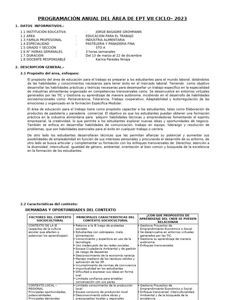 Ept-Programa Anual - Quinto | PDF