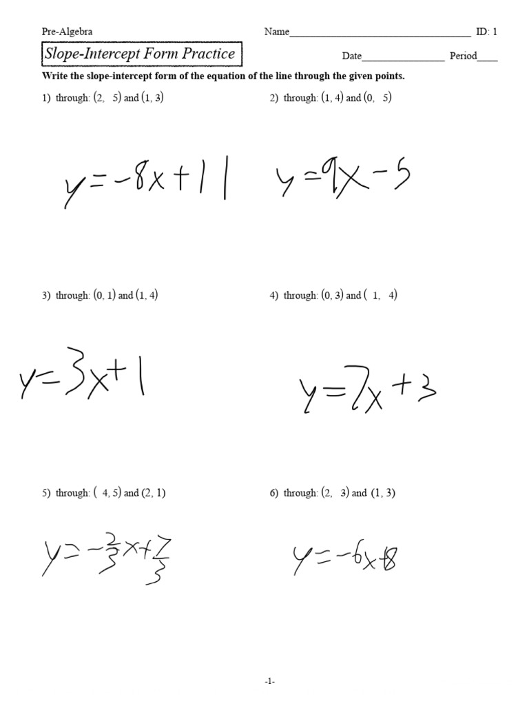 3-8 KUTA Slope-Intercept Form Packet | PDF