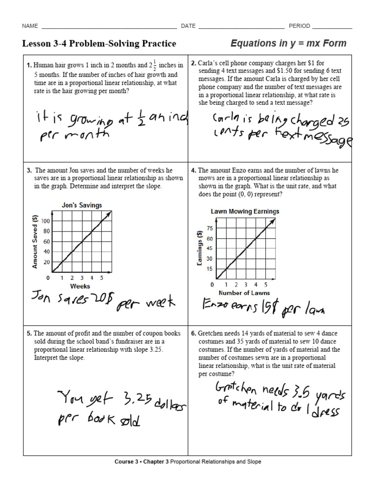 3-4 Problem Solving y MX | PDF