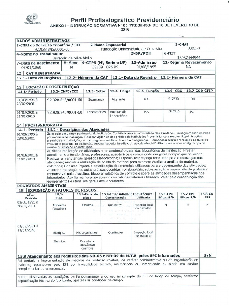 Modelo PPP Vigilante | PDF