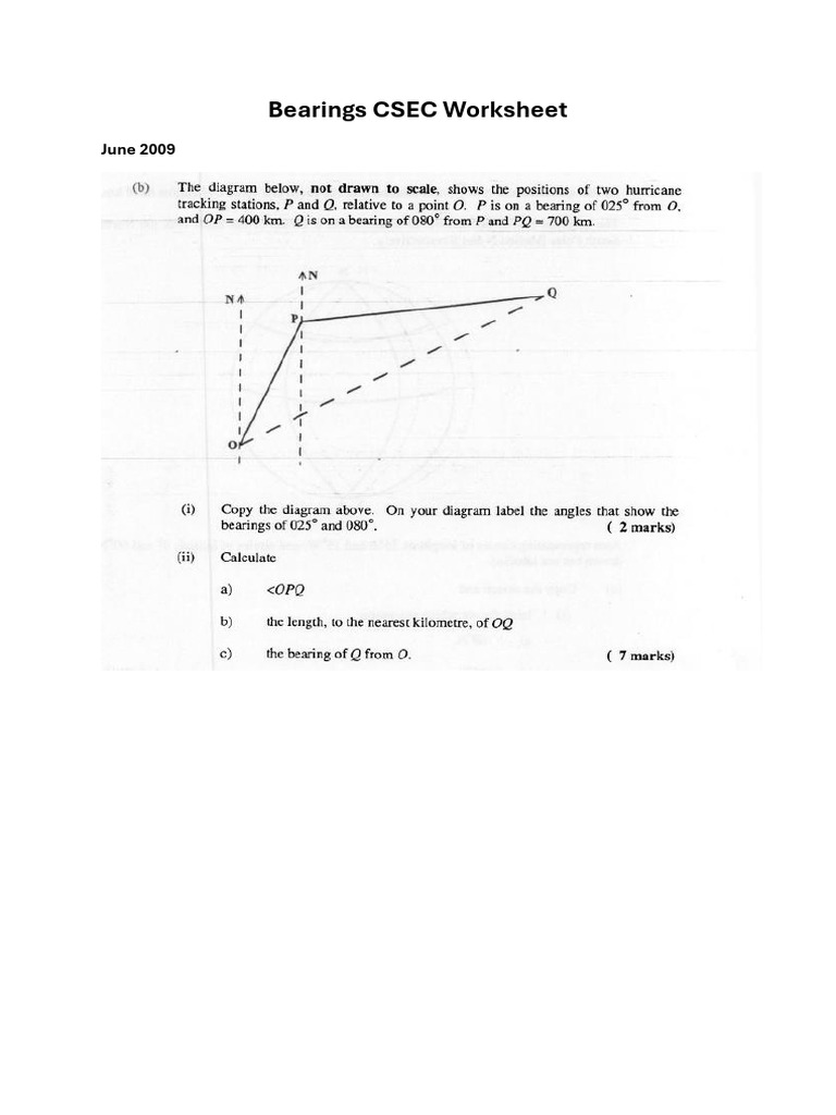 Bearings CSEC Worksheet | PDF