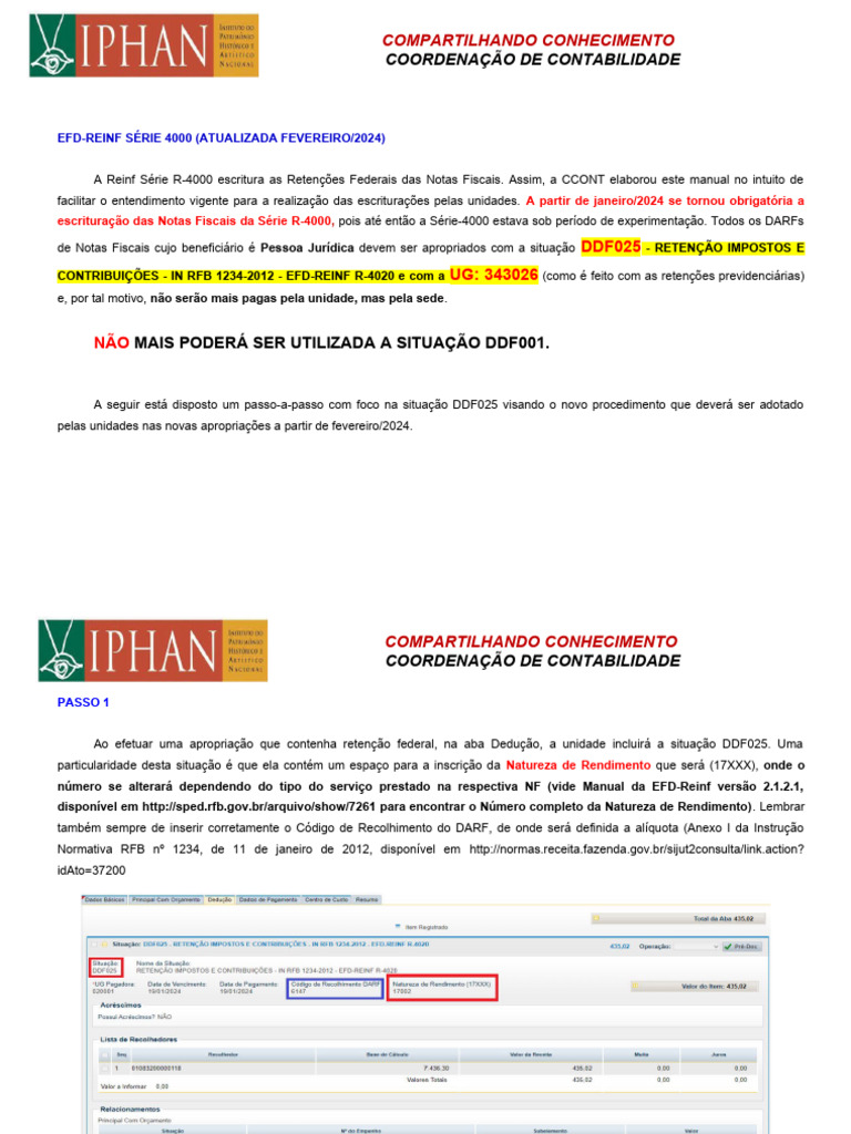 Manual Pratico Efd Reinf R 4000-1 | PDF