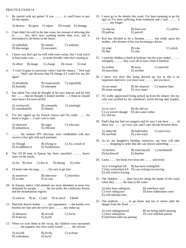 Practiceexam 14 | PDF