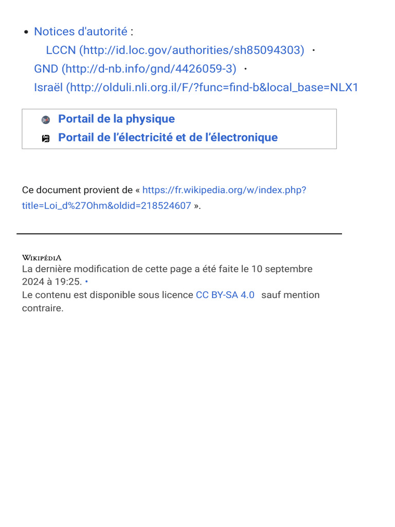 Loi D'ohm - Wikipédia | PDF