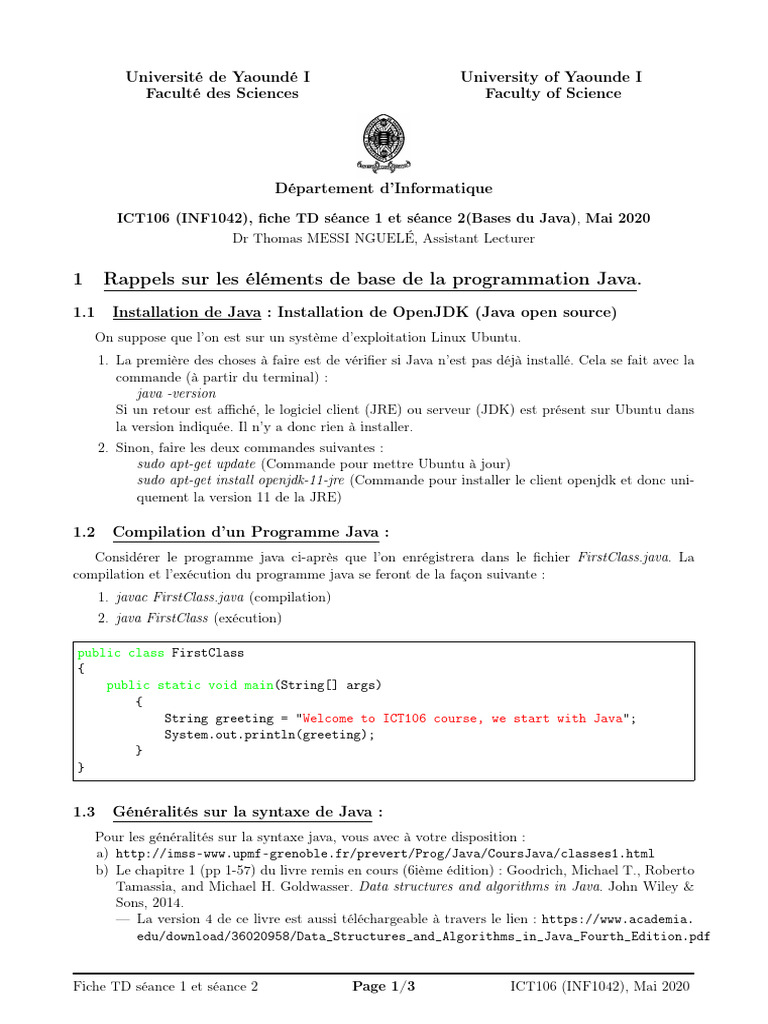 1 Rappels Sur Les Éléments de Base de La Programmation Java | PDF