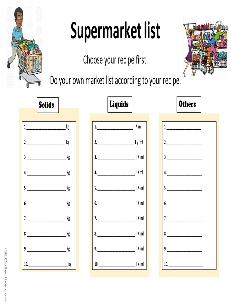 Supermarket List - Recipe | PDF