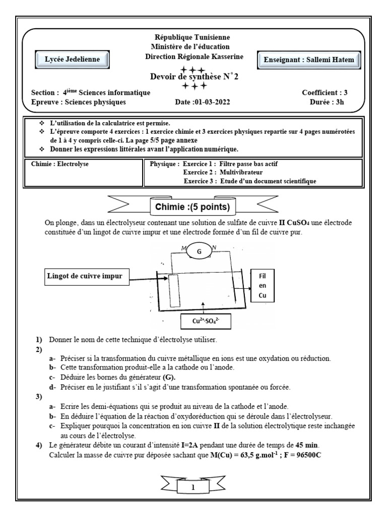 Devoir de Synthése 2 Bac Info 2021-2022 Copie Finale | PDF