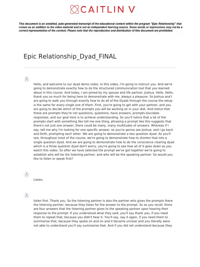 CaitlinV ER Dyad Transcript | PDF | Psychology