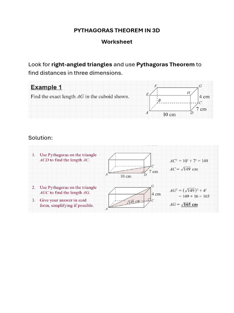 Pythagoras Theorem in 3D | PDF