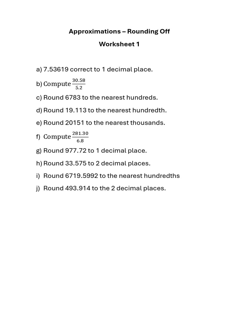 Rounding Off Worksheet | PDF