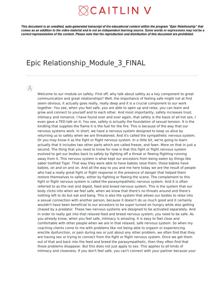 CaitlinV ER Module 3 Transcript | PDF | Psychological Trauma | Fight Or Flight Response