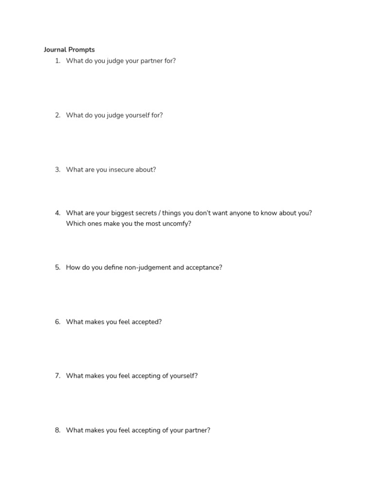 Reflective Journal Prompts for Self-Acceptance | PDF | Self-Improvement