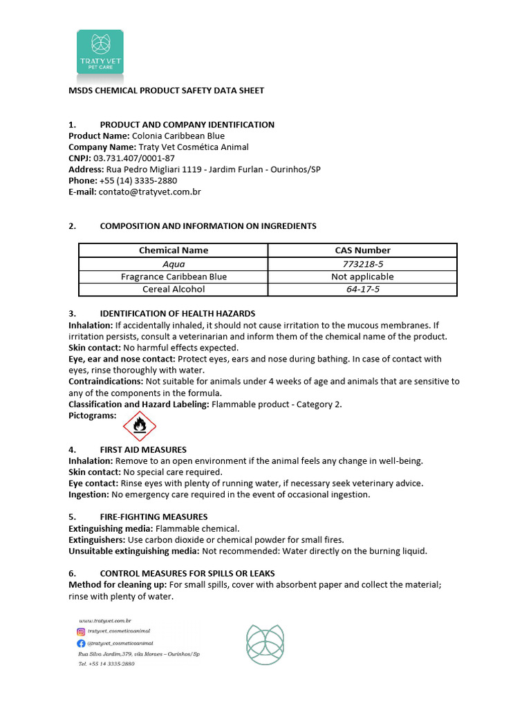 MSDS Colonia Caribbean Blue - Maersk 20.09.2024 | PDF