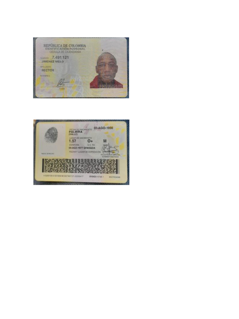 Cedula Famisanar Hector Jimenez Melo Cc. 7491121 | PDF