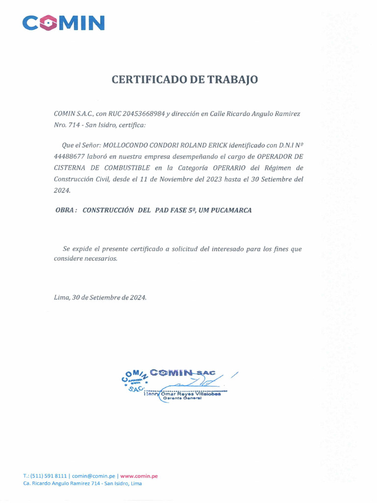 CV - Roland 2025 - Operador de Cisterna de Combustible | PDF