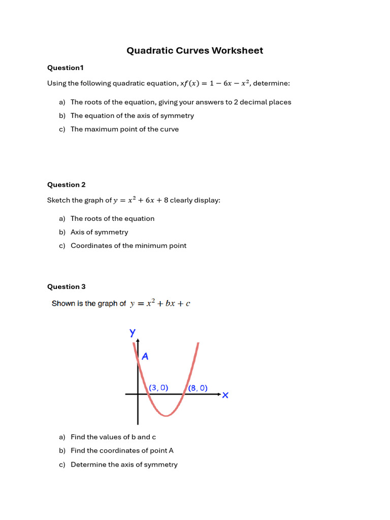 Max and Min Points Worksheet | PDF