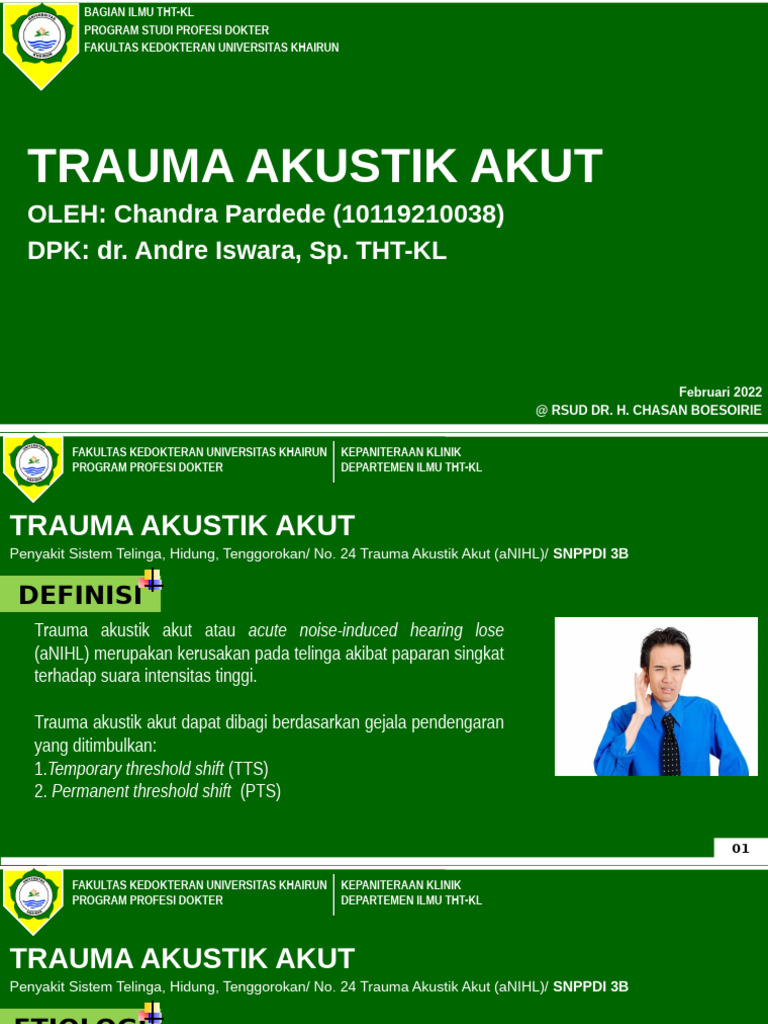 Trauma Akustik Akut, Presbikusis, Influenza | PDF