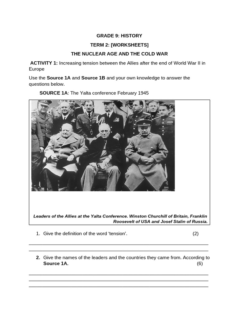 2024 Grade 9 History t2 Worksheets | PDF