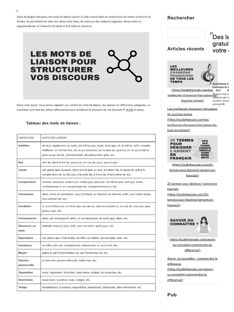 Mots de Liaisons | PDF