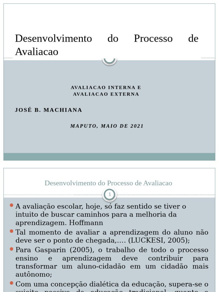Apresentacao Processo Avaliacao | PDF
