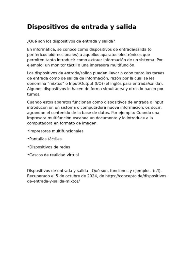 Dispositivos de entrada-salida | PDF