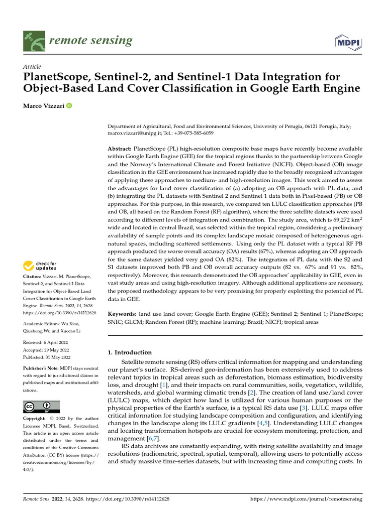 PlanetScope Sentinel-2 and Sentinel-1 Data Integration For Object-Based Land Cover ...