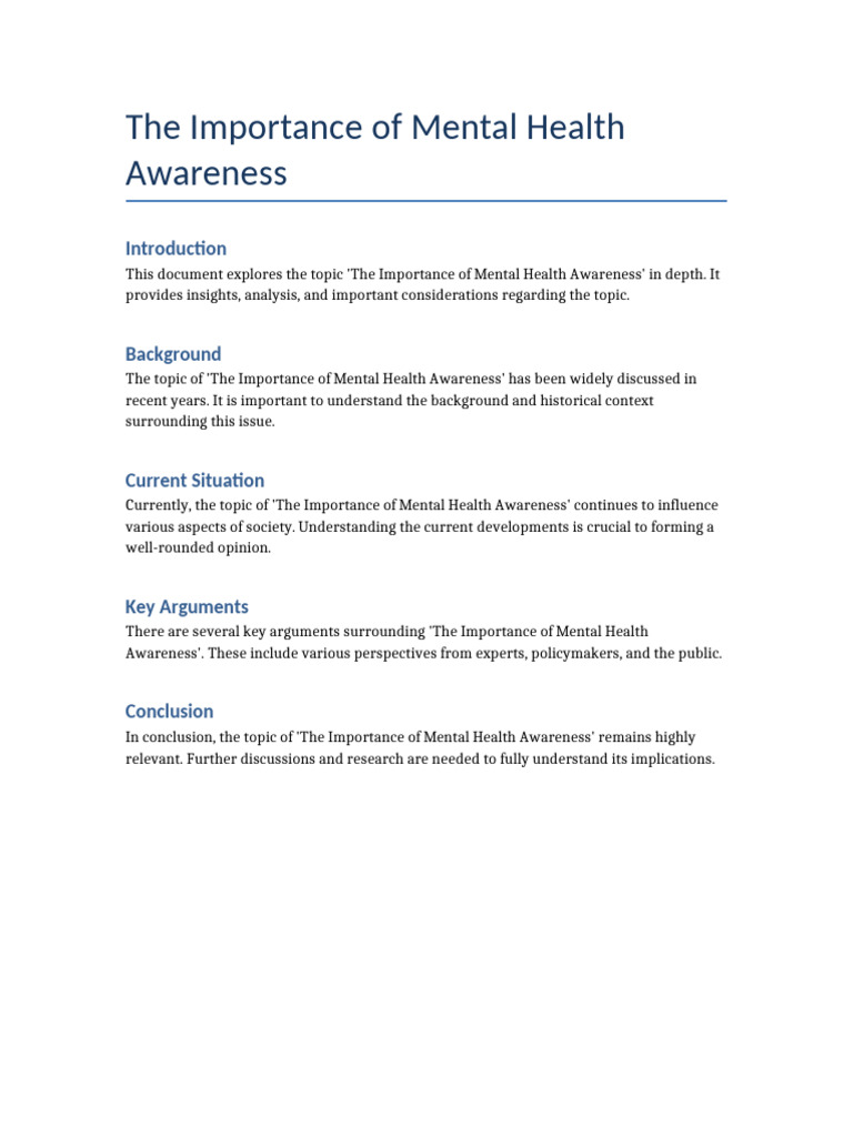 The Importance of Mental Health Awareness | PDF