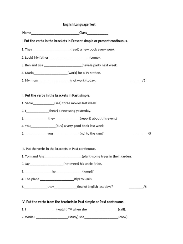 English Language Test 2 | PDF