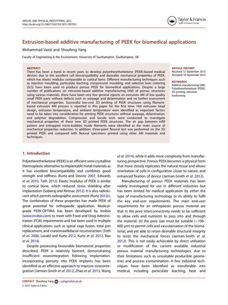 Mohammad Vaezi Extrusion Based Additive Manufacturing | PDF