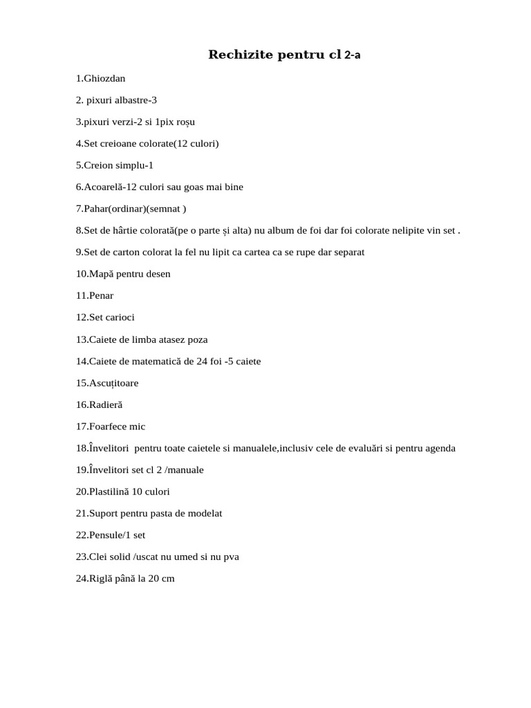 Rechizite Cl 2 | PDF