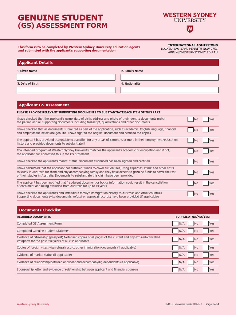 GS Assessment Form | PDF