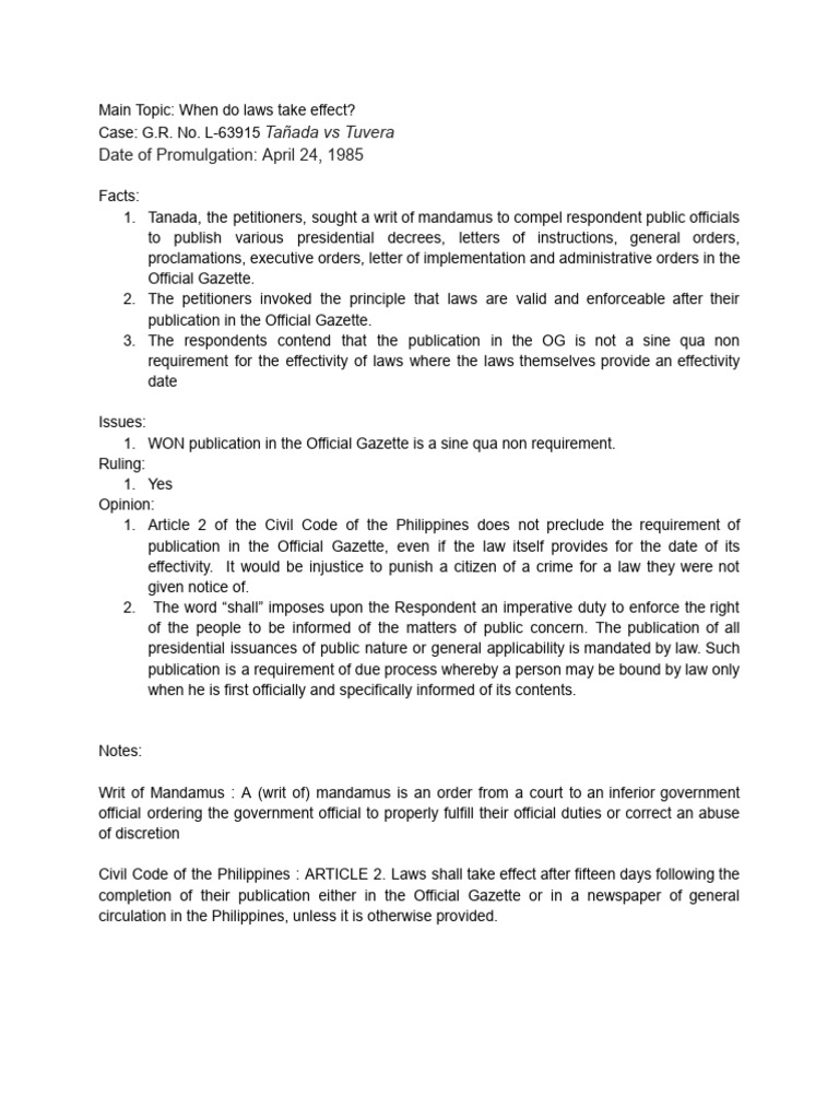 Introduction To Law CASE DIGESTS | PDF