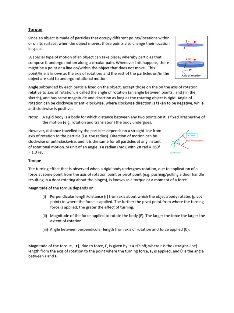 Torque and Static Equilibrium - Notes | PDF