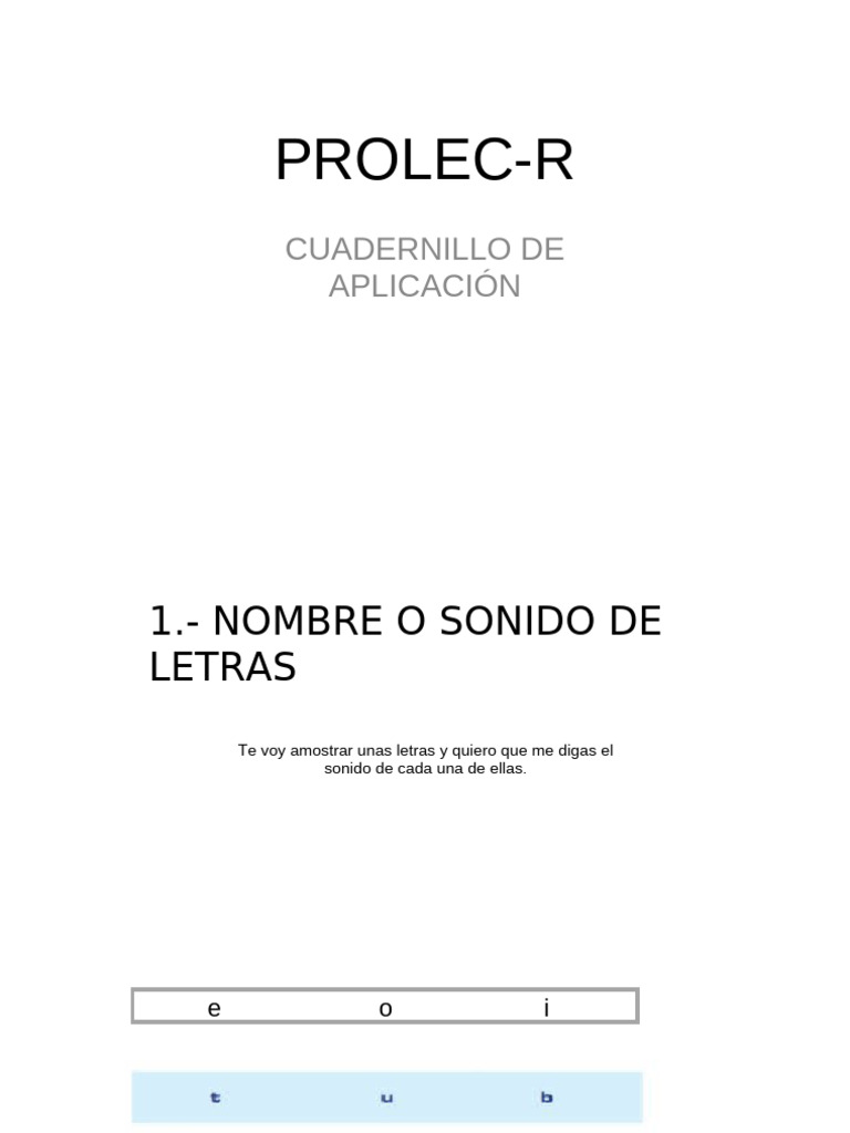 Cuadernillo de Aplicacion Prolec R | PDF
