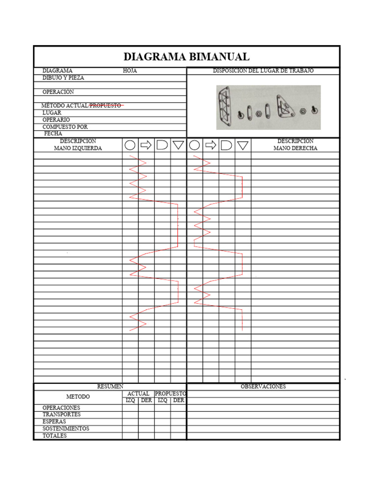 Formato Diagrama Bimanual | PDF | Tornillo | Metalurgia