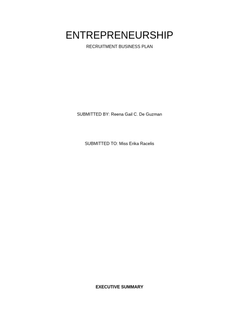 Reena Gail de Guzman ENTREPRENEURSHIP BUSINESS PLAN | PDF | Career ...