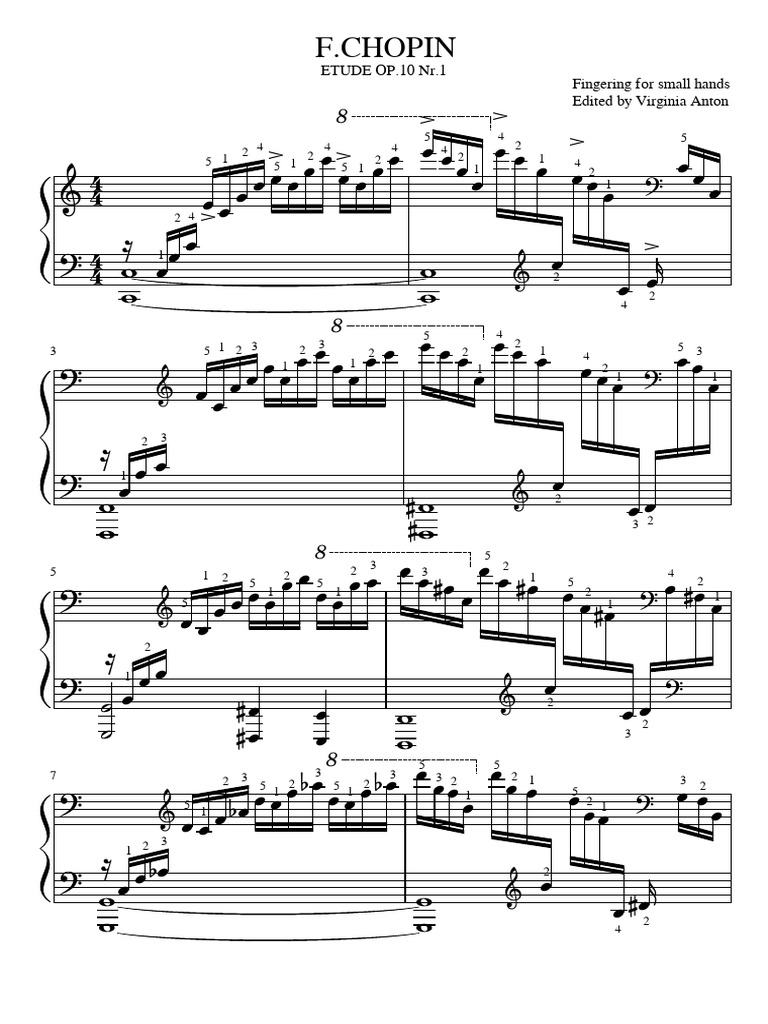 Chopin Etude Op.10 Nr. 1 Fingering for small hands | PDF