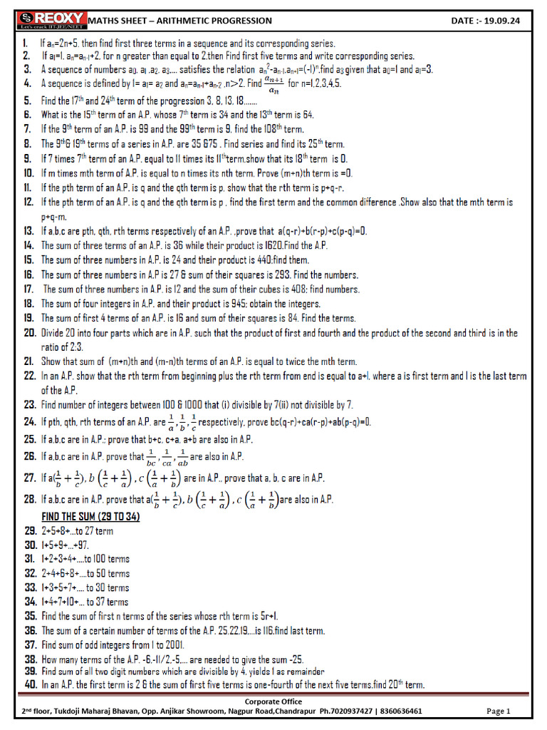 Arithmetic Progression | PDF