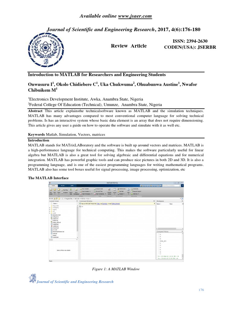 Introduction To MATLAB For Researchers A | PDF | Matlab | Matrix (Mathematics)