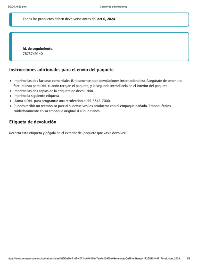 Centro de Devoluciones | PDF